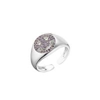 China Pave Crystal Free Size Rings Chucky 925 Silver Smiley Face Ring for sale