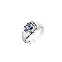 China Pave Crystal Free Size Rings Chucky 925 Silver Smiley Face Ring for sale