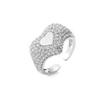 China 925 Sterling Silver Heart Shape CZ Cubic Zirconia Engagement Ring Resizable for sale
