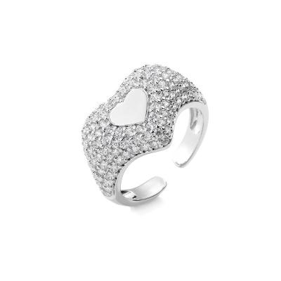 China 925 Sterling Silver Heart Shape CZ Cubic Zirconia Engagement Ring Resizable for sale