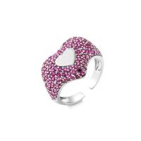 China 925 Sterling Silver Heart Shape CZ Cubic Zirconia Engagement Ring Resizable for sale