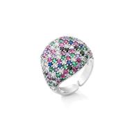 China Party Sterling Silver Crystal Jewelry Crystal Open Pave Ring Adjustable for sale