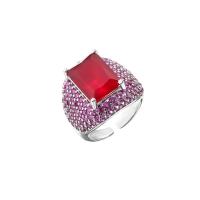 China OEM S925 Silver Diamond Ring Crystal Gemstone Mens Hip Hop Ring Resizable for sale
