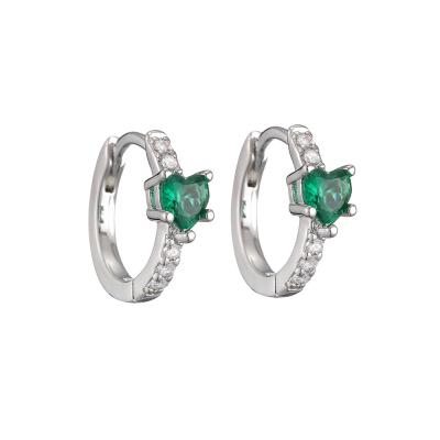 China 925 Sterling Silver Crystal Hoop Earrings Heart Zircon Jewelry for Women for sale