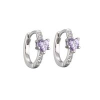 China 925 Sterling Silver Crystal Hoop Earrings Heart Zircon Jewelry for Women for sale