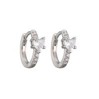 China 925 Sterling Silver Crystal Hoop Earrings Heart Zircon Jewelry for Women for sale