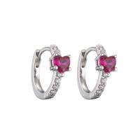 China 925 Sterling Silver Crystal Hoop Earrings Heart Zircon Jewelry for Women for sale