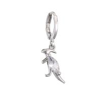 China Sterling Silver Micro Inlaid Zircon Retro Dinosaur Dangle Earrings 925 for sale