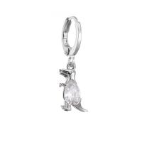 China Sterling Silver Micro Inlaid Zircon Retro Dinosaur Dangle Earrings 925 for sale