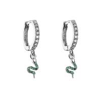 China Silver Plated Snake Shape Zircon Crystal Hoop Earrings Resizable Animal Jewelry for sale