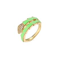 China Enamel Gold Plated Snake Ring Open Women Zircon Adjustable Engagement Ring for sale