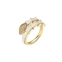 China Enamel Gold Plated Snake Ring Open Women Zircon Adjustable Engagement Ring for sale