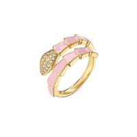 China Enamel Gold Plated Snake Ring Open Women Zircon Adjustable Engagement Ring for sale