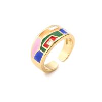 China Gold Plated Multicolor Dripping Oil Rings Adjustable Open Ring for Women Men OEM ODM for sale