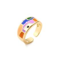 China Gold Plated Multicolor Dripping Oil Rings Adjustable Open Ring for Women Men OEM ODM for sale