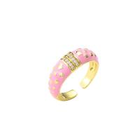 China Gold Plated Zircon Open Ring Adjustable Size Vintage Blue Oil Drip Star Ring for sale