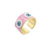 China Luxury 18K Gold Plated Oil Dripping Evil Eye Ring Adjustable Colorful Enamel Turkish Jewelry for sale