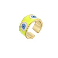 China Luxury 18K Gold Plated Oil Dripping Evil Eye Ring Adjustable Colorful Enamel Turkish Jewelry for sale