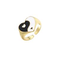 China Gold Plated Yin Yang Ring Adjustable Dripping Oil Women Silver Ring OEM for sale