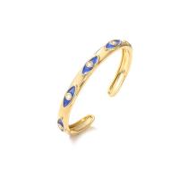 China Unisex Vintage Evil Eye Ring Adjustable Enamel Gold Plated Brass Ring for sale