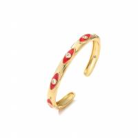 China Unisex Vintage Evil Eye Ring Adjustable Enamel Gold Plated Brass Ring for sale
