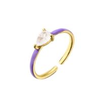 China DIY Enamel CZ Gemstone Open Ring Adjustable 18k Gold Plated Wedding Jewelry for Women for sale