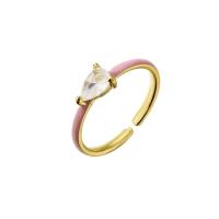 China DIY Enamel CZ Gemstone Open Ring Adjustable 18k Gold Plated Wedding Jewelry for Women for sale