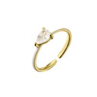 China DIY Enamel CZ Gemstone Open Ring Adjustable 18k Gold Plated Wedding Jewelry for Women for sale