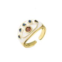 China Resizable Dripping Oil Ring Micro Enamel Zircon Evil Eye Ring for sale