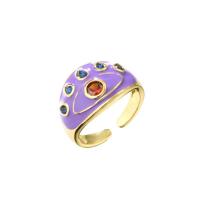 China Resizable Dripping Oil Ring Micro Enamel Zircon Evil Eye Ring for sale