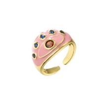 China Resizable Dripping Oil Ring Micro Enamel Zircon Evil Eye Ring for sale