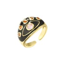 China Resizable Dripping Oil Ring Micro Enamel Zircon Evil Eye Ring for sale