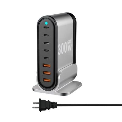 China High-Power Universal Type-C USB Adapter Quick Charge Station 300W Aluminium Alloy Wall Charger Mobile Phones Tablets for sale