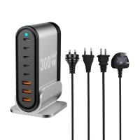 China High-Power Universal Type-C USB Adapter Quick Charge Station 300W Aluminium Alloy Wall Charger Mobile Phones Tablets for sale