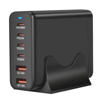China 2024 PD100W USA UK AU EU Plug Charger Station Custom Logo Portable Multi-Port 200W Gan Wall Charger for sale