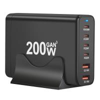 China 2024 PD100W USA UK AU EU Plug Charger Station Custom Logo Portable Multi-Port 200W Gan Wall Charger for sale