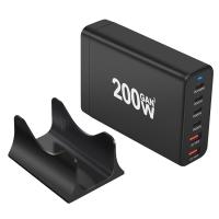 China 2024 PD100W USA UK AU EU Plug Charger Station Custom Logo Portable Multi-Port 200W Gan Wall Charger for sale