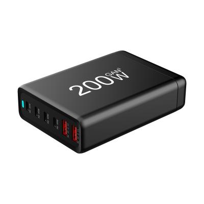 China Wholesale GaN Tech Multi-port 200W Laptop Mobile Phone USB Desktop Fast Charger for sale