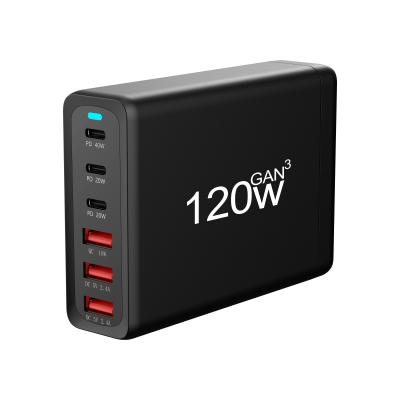 China 120W USB C Charger 120W Multi-port USB Fast Charging Block Fast Wall Charger Adaptor USB Charging Station With Indicator Light for sale