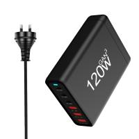 China 120W USB C Charger 120W Multi-port USB Fast Charging Block Fast Wall Charger Adaptor USB Charging Station With Indicator Light for sale