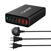 China 120W USB C Charger 120W Multi-port USB Fast Charging Block Fast Wall Charger Adaptor USB Charging Station With Indicator Light for sale