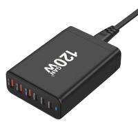 China Hot US EU UK AU Multiport USB C PD Fast Charging Wall Charger 120W GaN 6 Port 3 USB C 3 USB a for iPhone Android Mobile for sale