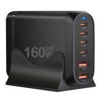 China 160W Gan Charger 6 Port Fast Charger Cargadores Para Celular for Macbook Cargador iphone Multiple Type C Charger Adapter for sale