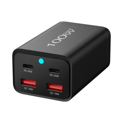 China 100W GaN Adapter Multifunction Tablet Desktop Charger Station 40W PD 18W QC3.0 4 Ports Fast Charger for sale