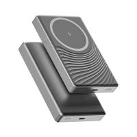 China Newest Portable 5000mah Ultra Slim Wireless Battery Phone Charger Metal Power Bank With Led Display Magnetic Power Bank for sale