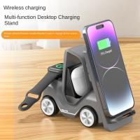 China Three-in-One Wireless Charger Desktop Phone Holder Five-in-One Fast Charge for iphone 15W Ambience Light Car for sale