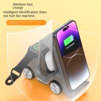 China Three-in-One Wireless Charger Desktop Phone Holder Five-in-One Fast Charge for iphone 15W Ambience Light Car for sale