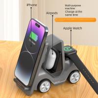 China Three-in-One Wireless Charger Desktop Phone Holder Five-in-One Fast Charge for iphone 15W Ambience Light Car for sale