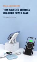 China Custom Mini Pd Fast Charging Wireless 3IN1 Phone Charger Power Banks 5000Mah 10000Mah Wireless Portable Magnetic Power Bank for sale