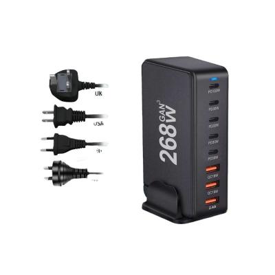 China 268w Gan Multi-ports Usb Type C Fast Charger Adapter Multiple Ports Pd Qc4.0 Desktop Fast Charger Mobile Phone Charger for sale